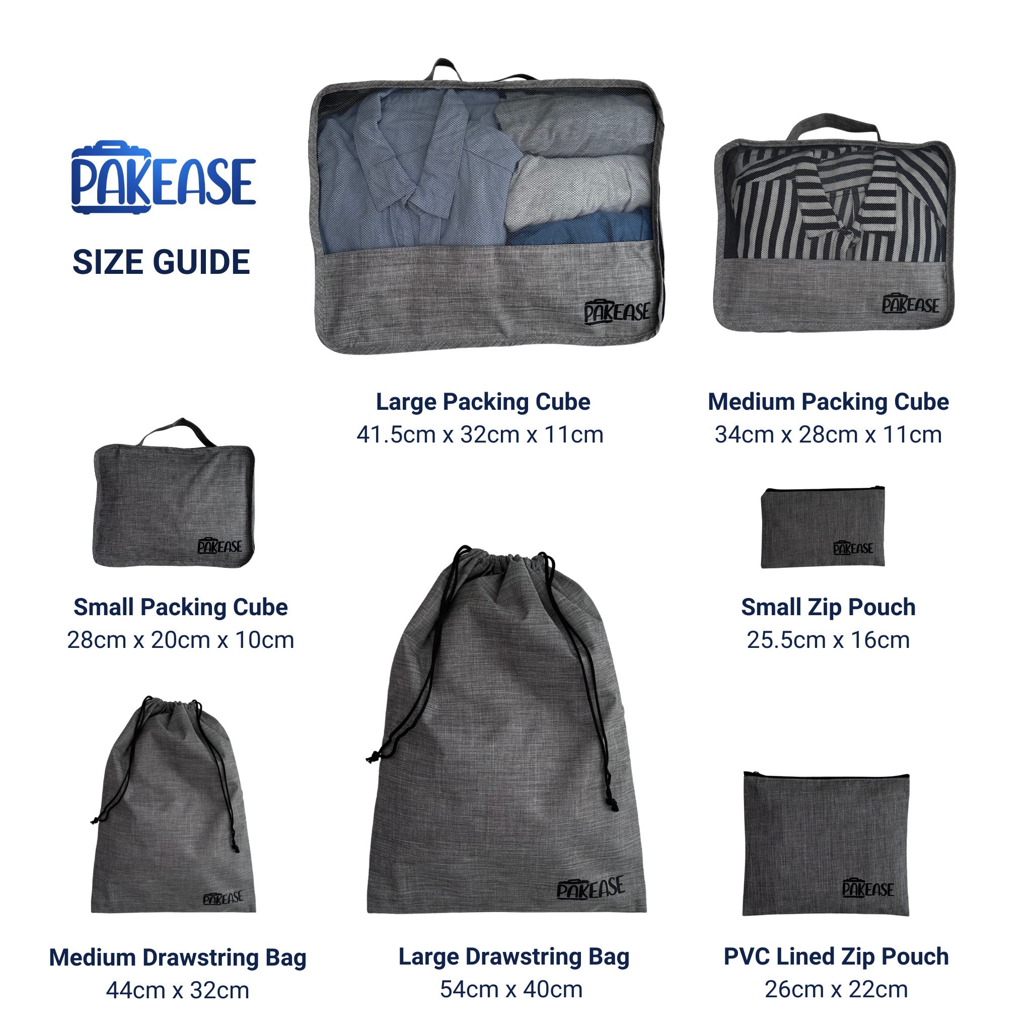 7 Piece Packing Cube Set – www.pakease.com.au